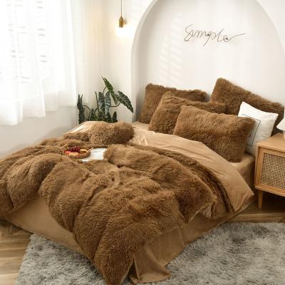 Cina Set di biancheria da letto rosa artigianale con velluto artificiale super morbido e copertura pelosa in vendita