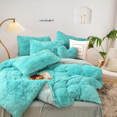 Cina Set di biancheria da letto rosa artigianale con velluto artificiale super morbido e copertura pelosa in vendita