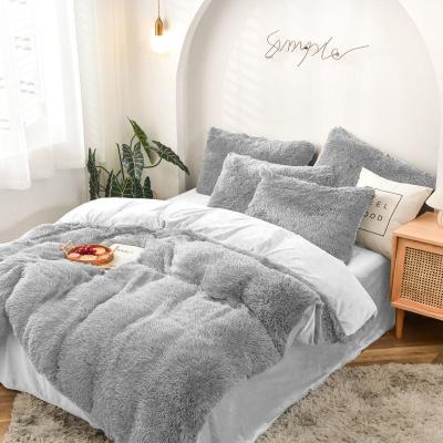 Cina Set di biancheria da letto rosa artigianale con velluto artificiale super morbido e copertura pelosa in vendita