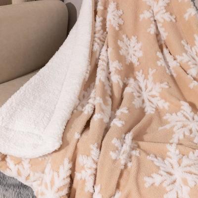 Cina Doppio strato di spessore di copertura stampata stile natalizio velluto di corallo lanciare copertura di peluche Sherpa in vendita