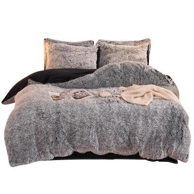 Cina Colore arcobaleno pelliccia finta velluto pelliccia pelosa biancheria da letto morbida set 4 pezzi perfetto per la casa in vendita
