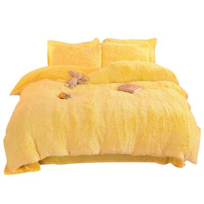 Cina Colore arcobaleno pelliccia finta velluto pelliccia pelosa biancheria da letto morbida set 4 pezzi perfetto per la casa in vendita