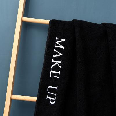 Cina Customization di modello di ricamo 100% di cotone Set di asciugamani da bagno in colore nero con logo in vendita