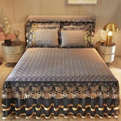 China 4 stukken platte lakens kussenschuur beddek luxe geborduurde beddengoed voor hotel Te koop