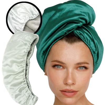 China Gewone gekleurde dubbellagige vlekken zijde haar wrap handdoek voor professionele droogresultaten Te koop