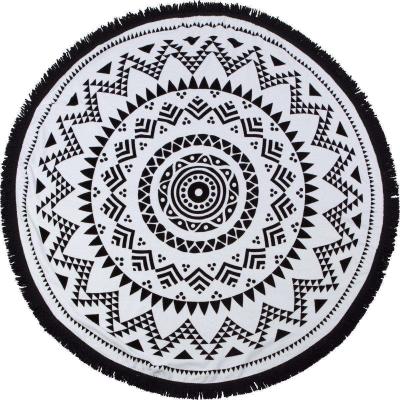 China Turkse katoenen ronde strandhanddoek in aangepaste kleur en maat met gepersonaliseerde afdruk Te koop