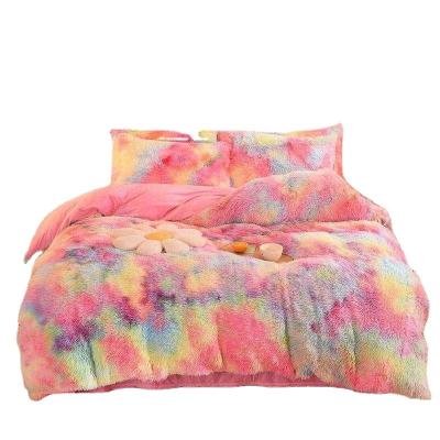 Cina Pelliccia finta velluto pelliccia pelosa Shaggy Queen King Size Copertura di copriletto Set di biancheria da letto personalizzato in vendita