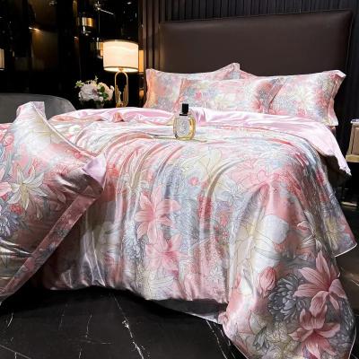 China Diagonale druk Mulberry Silk Fitted Sheet Set voor 100% zijde beddengoed op de markt Te koop