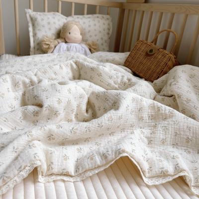 China Superzacht, ademend, bloemige mosselen, babybed, deken en deken, katoen, lichtgewicht Te koop