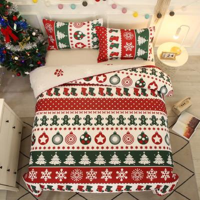 China Custom Stoffen Dichtheid Winter Feestelijk Bed Bed Bed Comforter Sets voor thuis Kerstmis 4pc Set Te koop