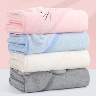 China House Cartoon Design Fluweel Hooded Baby Kids Baddoek met goede absorptie 80*80cm Te koop