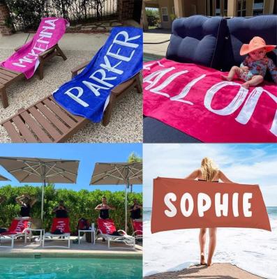 China Antimicrobiële gepersonaliseerde naam Strand handdoek Perfect voor buiten verjaardag vakantie cadeau Te koop