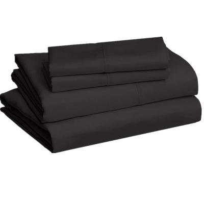 China Wasbaar Super Soft Microfiber 4 Piece Bed Sheet Set met diepe zakken Queen Black Solid Te koop