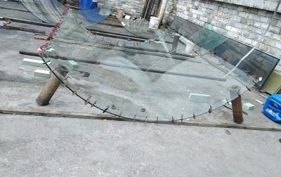 China small radius curved glass, curved glass, curve radius minimum at 680 mm, max length 2330mm, cylindrical curve, buildling for sale