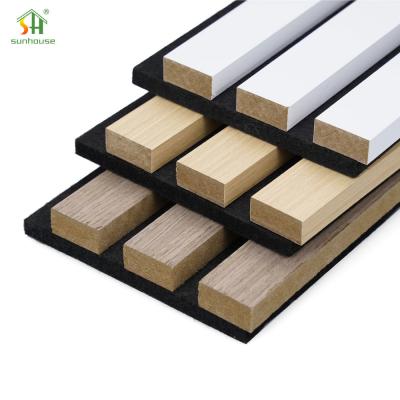 China Acoustic Wooden Slat Wall Panels Eco Friendly Polyester Foam Wall Panel For Conference Room for sale
