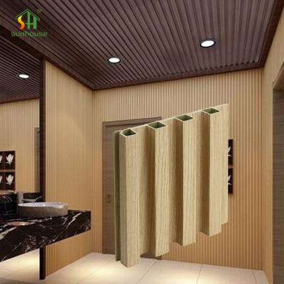 China Fluted Wall Board WPC Interior Wall Panel Spot Goods Plastic Composite PVC Coating for School Hotel Villa Apartment for sale