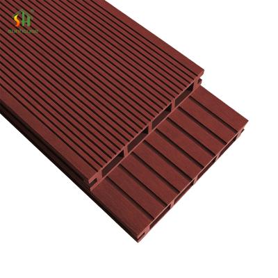 China WPC 4 Hole Dual-Face Outdoor Decking 146x24mm Reversible Anti-Slip Wood Plastic Composite Deck Board for sale