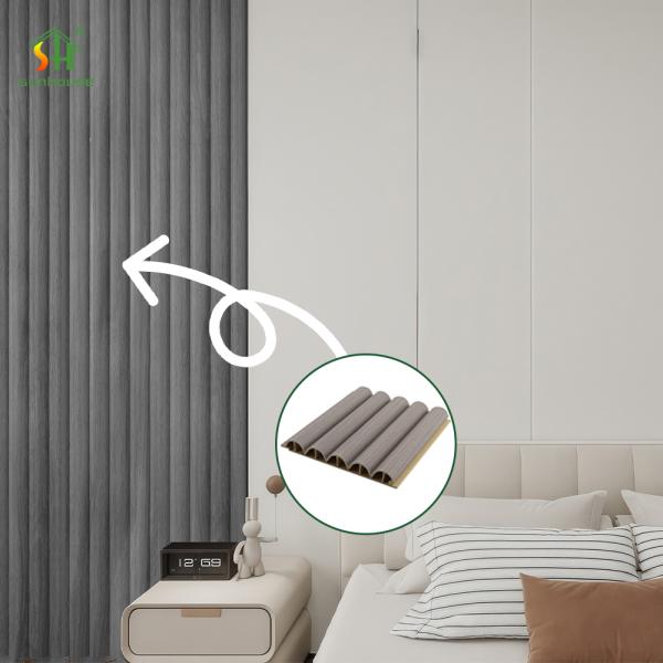 Quality Wood Grain 3D Embossed Hollow WPC Wall Panel for Indoor Outdoor Wall Application for sale
