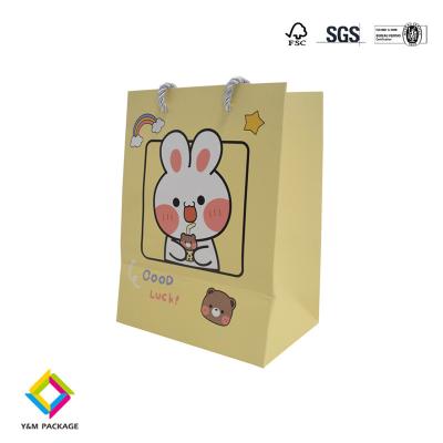 China Laminated Paper Bags For Gift Custom Logo Gift Bag With Ribbon Handle for sale
