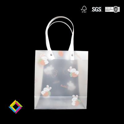 China Matte Frosted PP Bags Handle Thick Translucent PP Clear Plastic Gift Waterproof Packaging Portable Shopping Pocket for sale