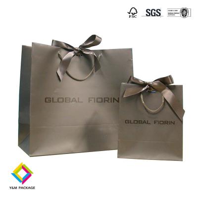 China Clothing Shopping Luxury Brand Customized Logo Organza Ribbons Jewelry Carrier Paper Bag for sale