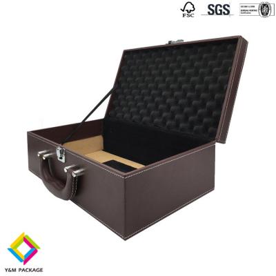 China High Grade Leather PU Wine Gift Box Engraved Double Red Wine Packing Box With Wine Set for sale