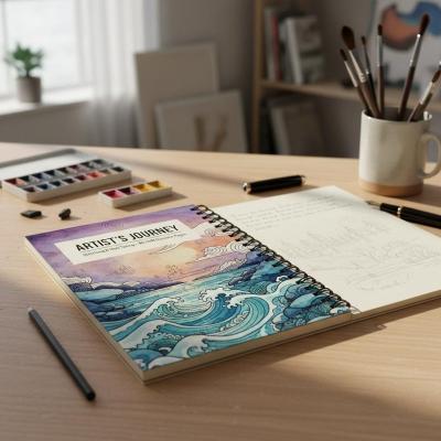 China Artists Spiral Hardcover Notebook Custom Cover Art 80 Gsm Paper Weight Durable Pages Ideal for Sketching and Note Taking for sale