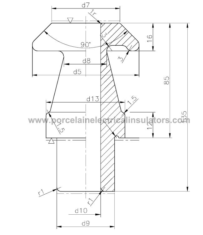 A-42539 LV transformer bushing insulator drawing