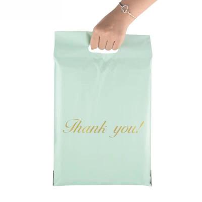 China 10x13 Inch Handle Compostable Mailing Bags Adhesive Thick Waterproof PE Poly for sale