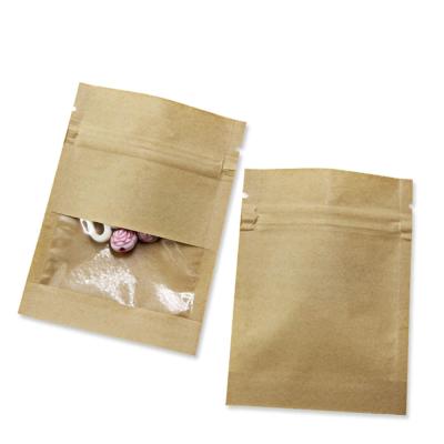Cina Snack Nuts Beans Piccolo sacchetto di imballaggio Carta kraft marrone Chiusura lampo con finestra smerigliata in vendita