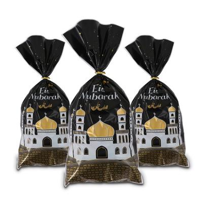 Китай Напечатанные сумки обслуживания партии ясности целлофана Eid Mubarak пластиковые со связями извива продается