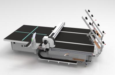 China 3-19mm Float Glass CNC Cutting Machine , Decorative Glass Machine With Two Worktables for sale