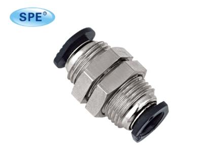 China Nickel Plated Brass Inline Miniature Pneumatic Push In Fittings Bulkhead Union One Touch for sale