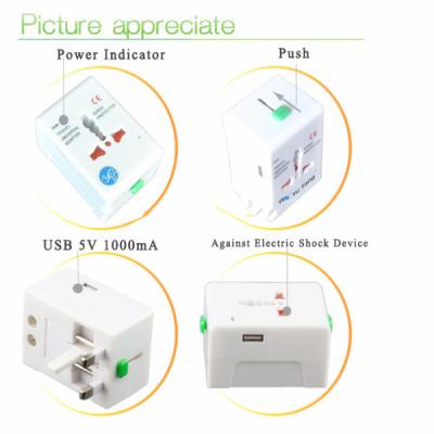 China All in one EU USA Australia UK Travel Outlet Plug Adapter USB 5V 1A/1000mA for sale
