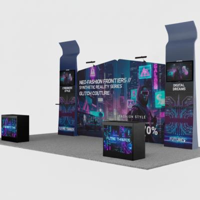 China Lightweight 10x20 Trade Show Displays 250 Gsm Fabric Backwall Display for sale