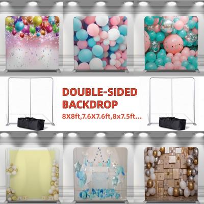 China 8x7.5ft Pillowcase Backdrop Two Stands Three Printed Covers Photo Booth Setup for sale
