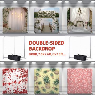China Outdoor Wedding Booth Backdrop 7x7ft Polyester Fabric Backdrop for sale