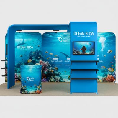 China 6x3m Trade Show Booth Portable Trade Fair Display Kit Fabric Backwall for sale