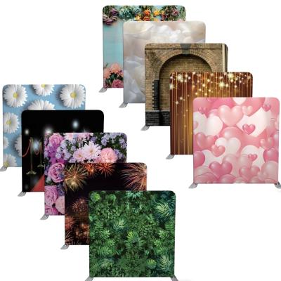 China Polyester 8x8 Photo Booth Backdrop Glowing Hearts Pillowcase Backdrop Stand for sale