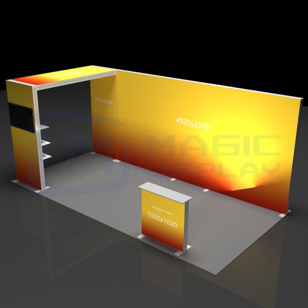 Quality Aluminum Profile SEG Fabric Wall SEG Exhibition Light Box With Shelves for sale
