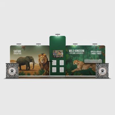 China Polyester Fabric 10x20 Exhibit Booth CMYK Printed 10x20 Modular Booth for sale