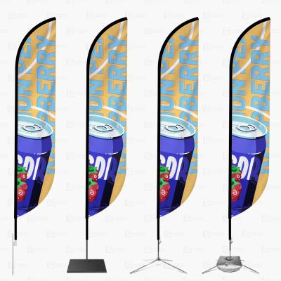 China Outdoor Custom CMYK Full Color Printed Durable Polyester Flying Feather Beach Flags for sale