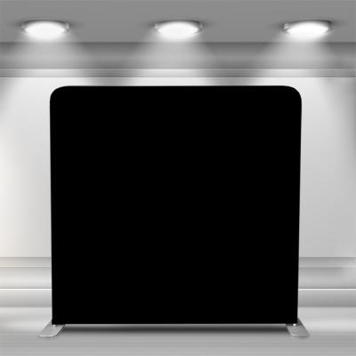 China Solid Black Double Sided Pillow Case Backdrop Banner Event Booth Tension Fabric Backdrop Custom Straight Tension Fabric Display for sale