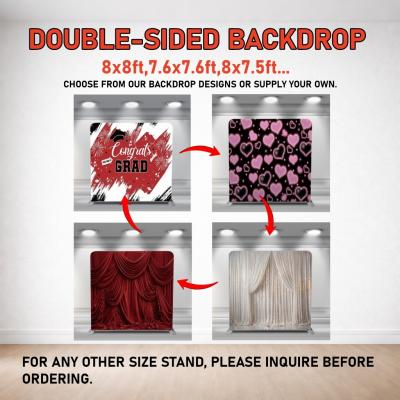 China Pillow Case Backdrop Photo Booth Backdrop Stretch Tension Banner/ 360 Photo Backdrop Stand with Popular Designs for sale