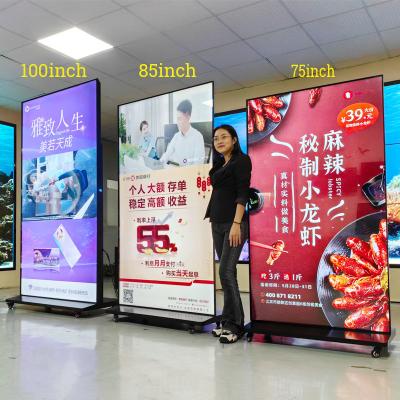 中国 カスタム フロア スタンド デジタル シグネージ 100 インチ 98 85 75 4k Usb Hdmi Out Lan Wifi 販売のため