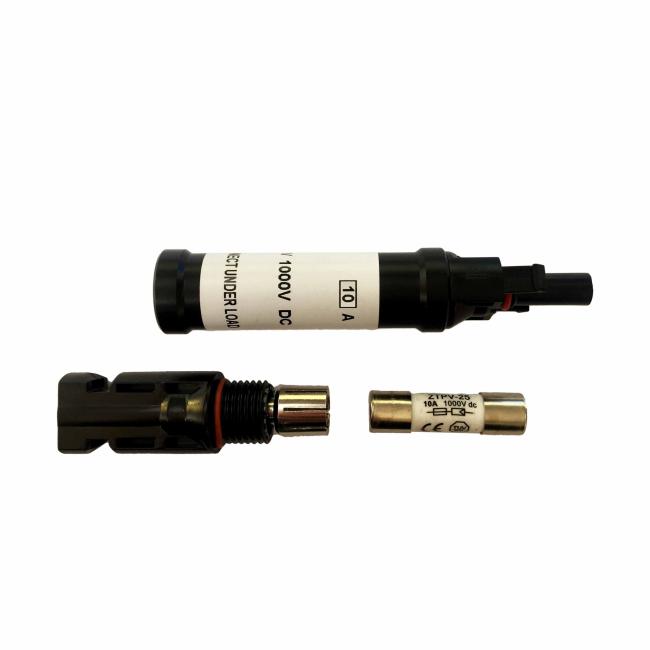DC 1000V Inline PPO Black Solar Fuse Connector - Front View