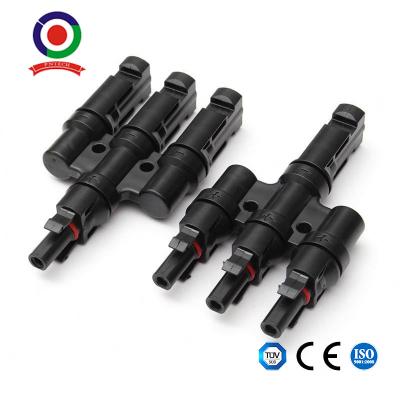 China 1 Pair Solar Panel T Branch Connectors Y Connector MMF + FFM Parallel Connection for sale