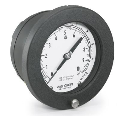 China Ashcroft1187 micro pressure corrugated tube pressure gauge, suitable for panel installation, in compliance with ASME standards. for sale