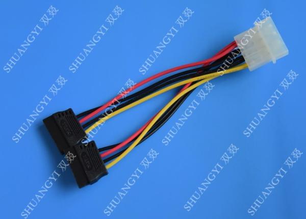 Quality IDE Flat Cable Harness Assembly 4 Pin to 2 x 15 Pin SATA To Serial ATA SATA for sale