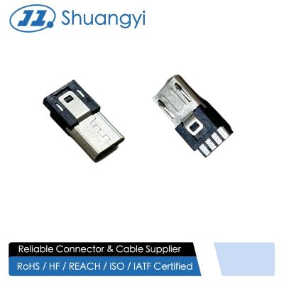 China Micro-USB Male Molding Cable-End Connector | 5-Pin to 4-Pin Cut Wire | Gold-Plated G/F | Electrical Wire Terminal Cable Connector for sale